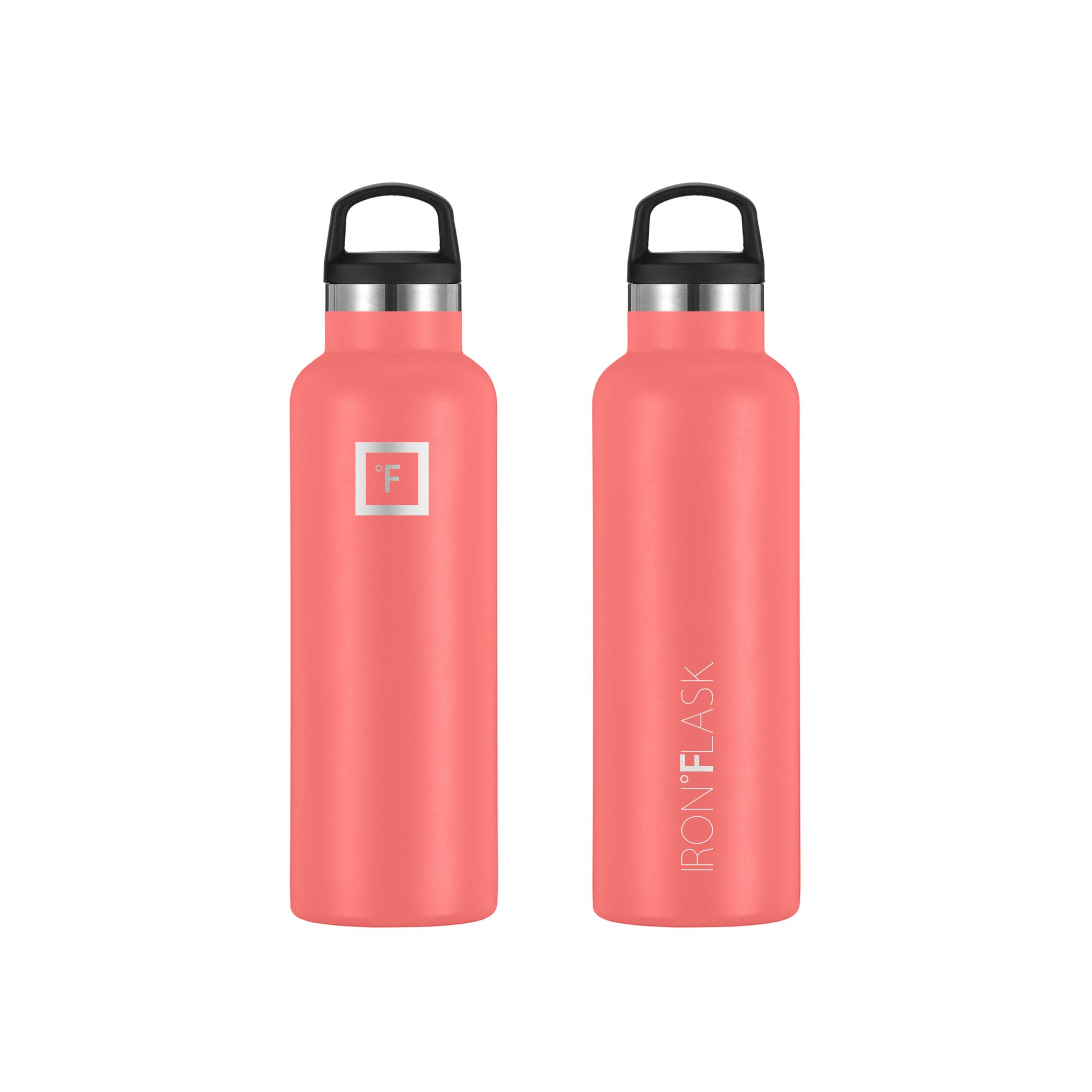 IRON °FLASK Sports Water Bottle - 3 Lids (Narrow Straw Lid) Leak Proof Vacuum Insulated Stainless Steel - Hot & Cold Double Walled Camping & Hiking Hydration Canteens - Peach, 20 Oz