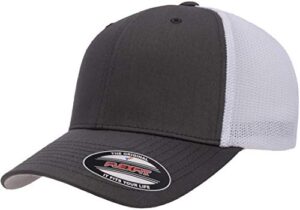 flexfit mens mesh fitted 2-tone trucker hat, charcoal/white