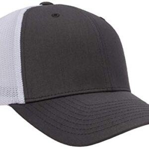 Flexfit Mens Mesh Fitted 2-tone Trucker Hat, Charcoal/White