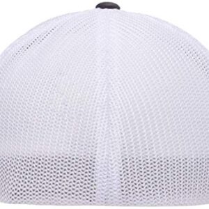 Flexfit Mens Mesh Fitted 2-tone Trucker Hat, Charcoal/White