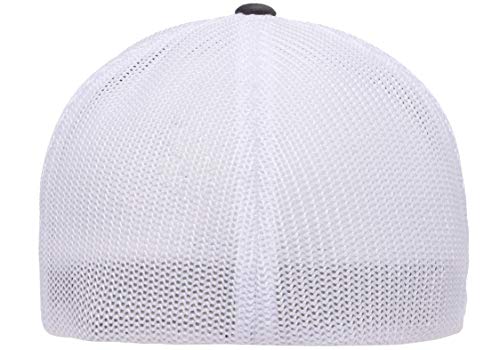 Flexfit Mens Mesh Fitted 2-tone Trucker Hat, Charcoal/White