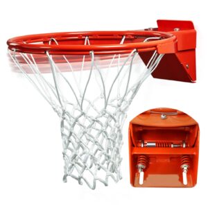 katop breakaway basketball rim, heavy duty triple springs basketball rim replacement with nylon net indoor and outdoor, standard goal reinforced mounting bracket fit most size backboards