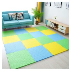 algfree interlocking foam floor mats tiles playmats children yoga exercise puzzle blocking board soft eva kids playmats, 4 colors (color : c, size : 60x60x1.2cm-9pcs)