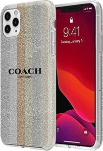 coach protective case for iphone 11- glitter americana neutral silver glitter/multi