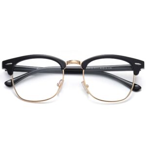 sojos retro semi rimless blue light blocking glasses half horn rimmed eyeglasses sj5018, black frame/gold rim