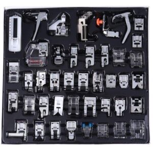 sewing machine presser foot feet kit set,fits for brother, baby lock, singer, elna, toyota, new home, simplicity, janome, kenmore, and white low shank sewing machine (42pcs)