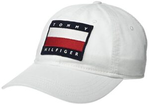 tommy hilfiger men's cotton tony adjustable baseball cap (pack of 1), classic white, one size