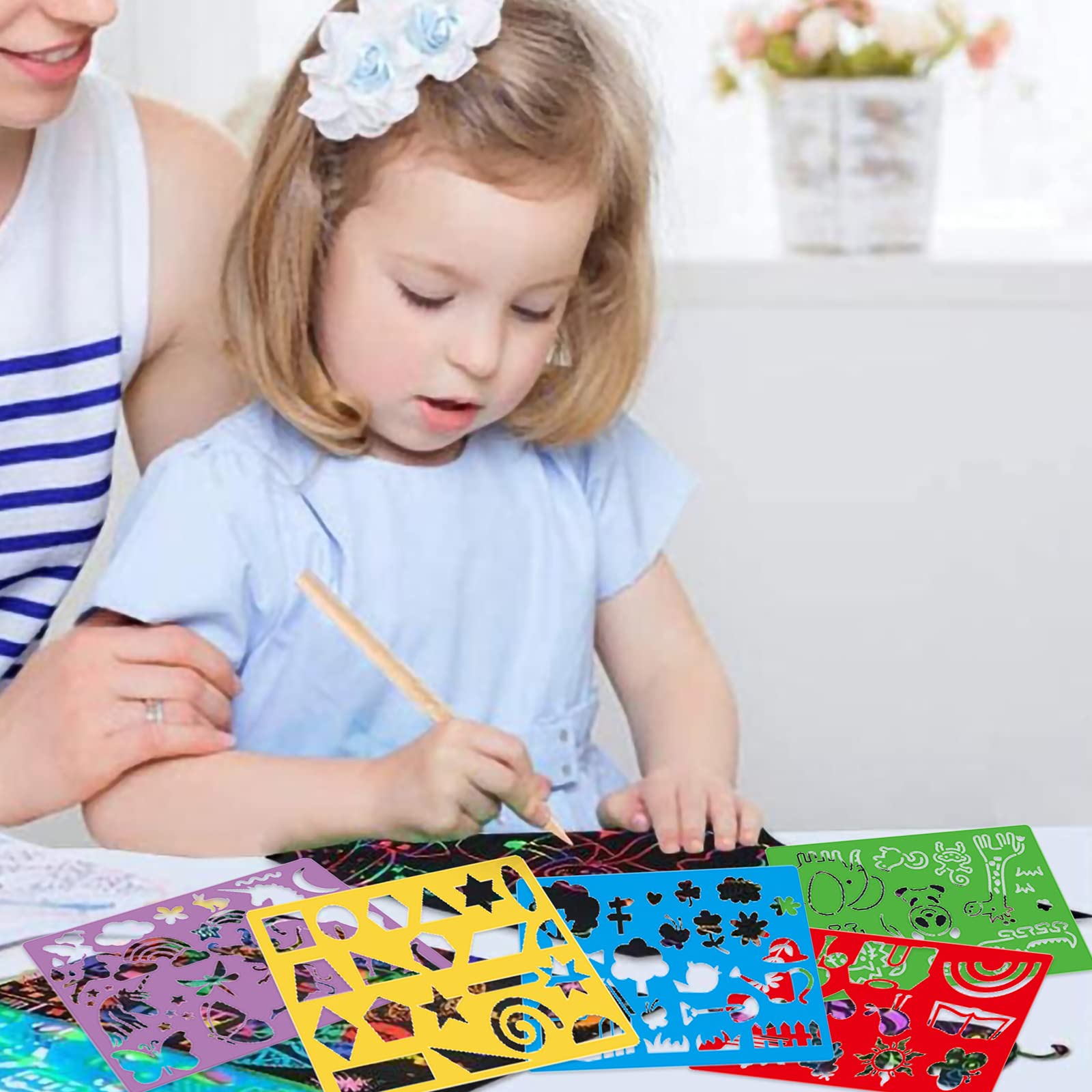 Stencil Drawing Kit for Kids, 25 Pcs Plastic Drawing Stencils with 400+ Shapes, Great Birthday Gift for Boy Girl