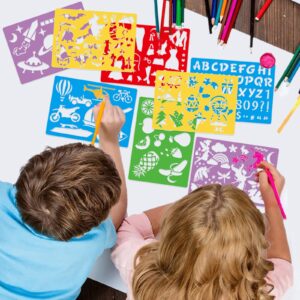 Stencil Drawing Kit for Kids, 25 Pcs Plastic Drawing Stencils with 400+ Shapes, Great Birthday Gift for Boy Girl