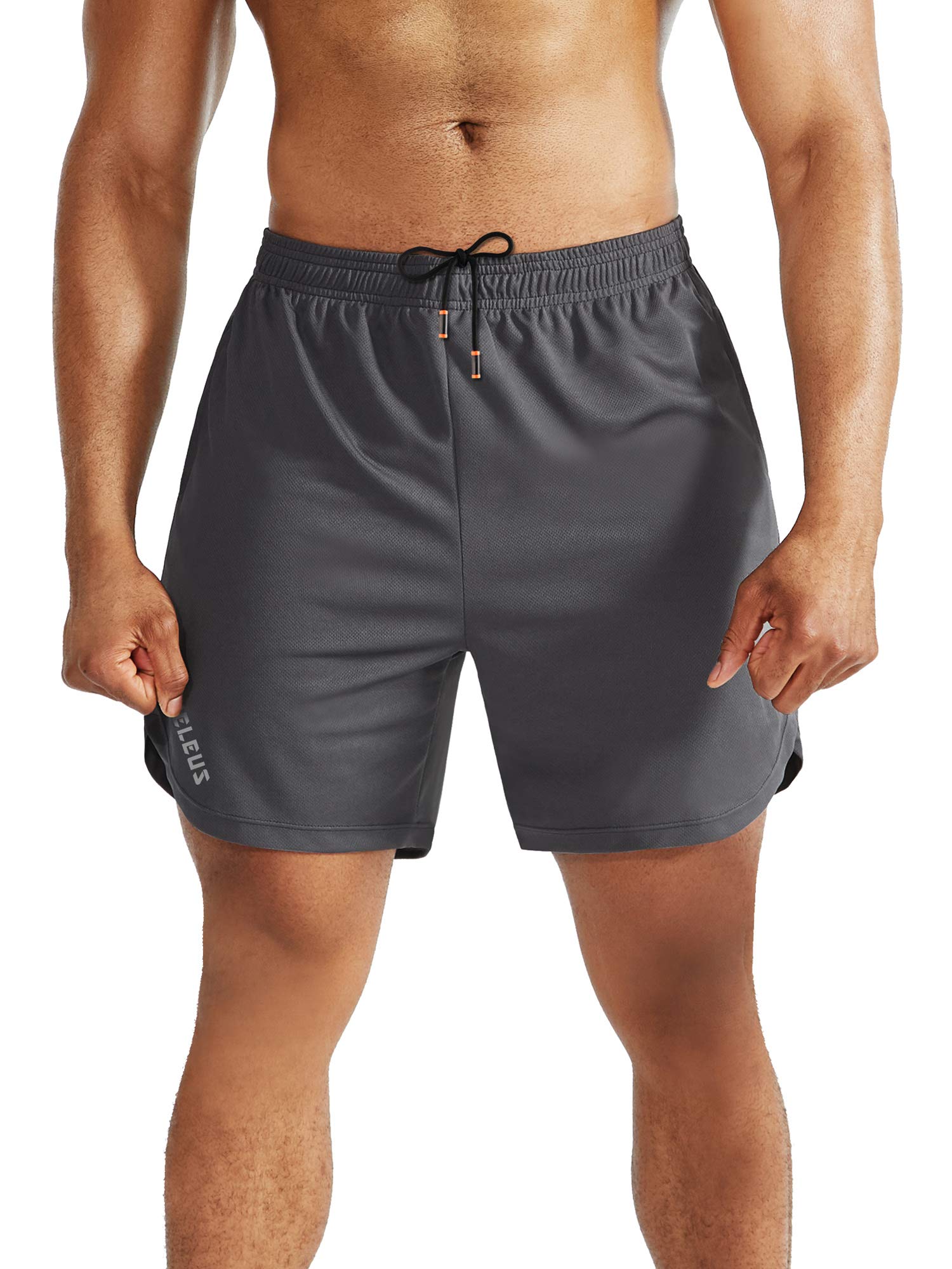 NELEUS Men's 2 in 1 Running Shorts with Liner,Dry Fit Workout Shorts with Pockets,6070,2 Pack,Black/Grey,US L,EU XL