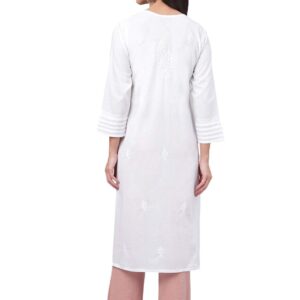 Ada Hand Embroidered Indian Chikankari Cotton Kurta Kurti Tunic for Women A149984 (White, Small)