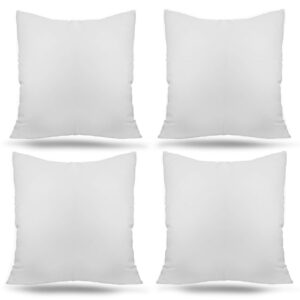 ogrmar 4 packs 18" x 18" premium white throw pillow insert hypoallergenic high-resilient pp cotton stuffer pillow insert square form sham stuffer decorative pillow, cushion (18" x 18")