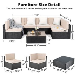 Pamapic 7 Pieces Outdoor Sectional Furniture，Wicker patio sectional furniture sets，All-Weather Rattan Sectional Sofa Conversation Set with Coffee Table and Washable Couch Cushions Covers