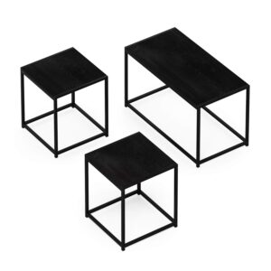 furinno camus modern living room coffee table with 2 end tables set, americano