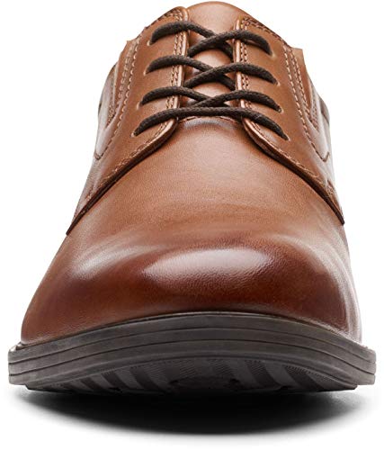 Clarks Men's Whiddon Plain Oxford, Dark Tan Leather, 10.5 Wide