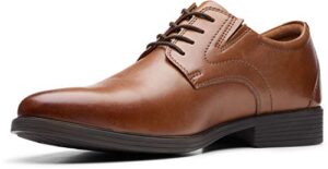 clarks men's whiddon plain oxford, dark tan leather, 10.5 wide