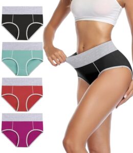 wirarpa women's cotton underwear high waist stretch briefs soft underpants breathable panties 4 pack large