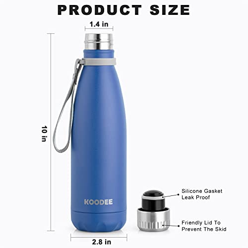 koodee Insulated Water Bottles-17 oz Stainless Steel BPA Free Water Bottle Double Wall Vacuum Sports Water Bottle Flask(Royal Blue)