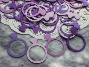 mixed purple engagement ring confetti - bridal shower decor - handcrafted in 2 business days - set of 150