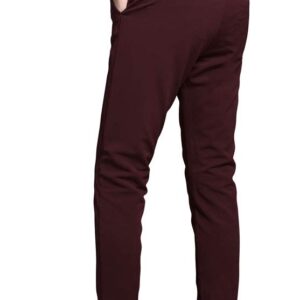 Plaid&Plain Men's Stretch Dress Pants Slim Fit Skinny Suit Pants 7101 Burgundy 32W32L