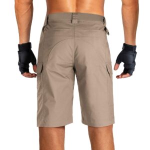 FREE SOLDIER Men's Hiking Tactical Cargo Shorts Multiple Pockets Waterproof Shorts Outdoor Fishing Camping Shorts Coyote Brown 34W x 11L