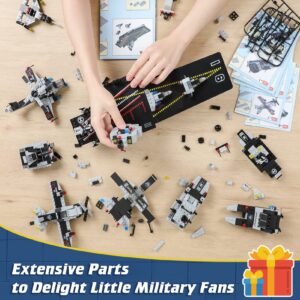 WishaLife 1320 Pieces Aircraft Carrier Building Blocks Set, Military Battleship Model Toy with Army Car, Helicopter & Boat, Military Toys Gift for Kids Boys Girls Age 6-12