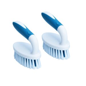 phyex scrub brush, 2 pack household cleaning brushes with stiff bristles, scrubbing brush for carpet, shower, bathtub, kitchen, pool tile, bathroom scrubber