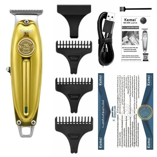 KEMEI Professional Beard & Hair Trimmer for Men, Cordless T-Blade Trimmer, Electric Hair Clippers for Barbers and Stylists, All Body Grooming-Model 1949