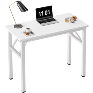 need small computer desk 31.5 inches folding table no assembly sturdy small writing desk folding desk for small spaces, white