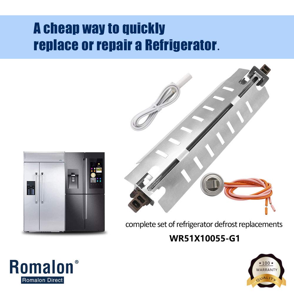 WR51X10055 Refrigerator Defrost Heater Kit WR55X10025 Temperature Sensor WR50X10068 High Limit Thermostat Fit for GE by Romalon