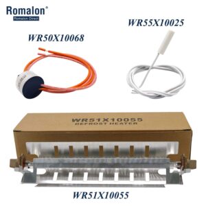 WR51X10055 Refrigerator Defrost Heater Kit WR55X10025 Temperature Sensor WR50X10068 High Limit Thermostat Fit for GE by Romalon