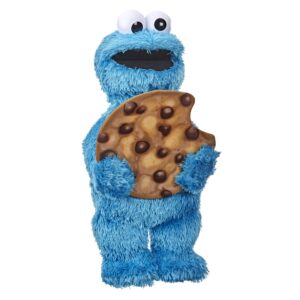 sesame street peekaboo cookie monster talking 13-inch plush toy for toddlers, kids 18 months & up, blue