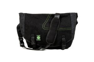 dime bags voyage messenger over the shoulder hemp bag with padded pouch for laptop computer (black)