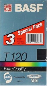 basf 3 pack special t120 extra quality video cassette. vhs tapes, vhs video tapes. stereo vhs