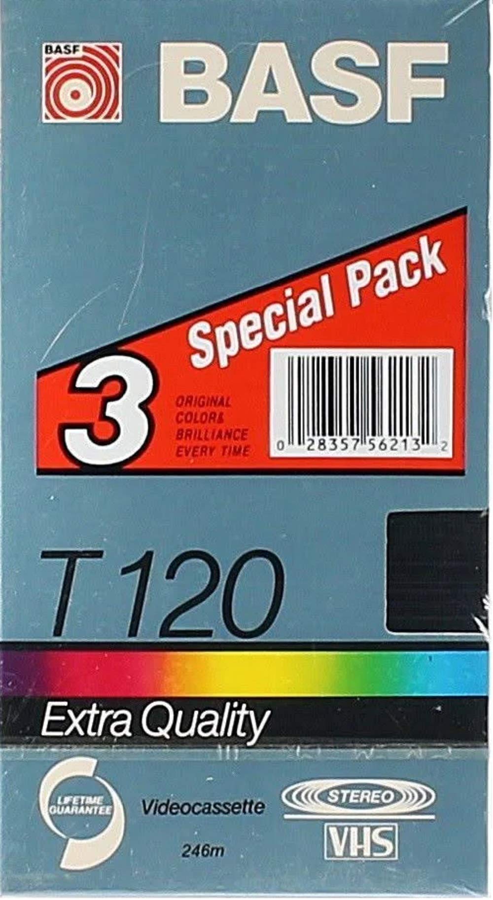 BASF 3 Pack Special T120 Extra Quality Video Cassette. VHS Tapes, VHS Video Tapes. Stereo VHS