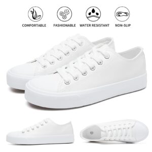 hash bubbie White Sneakers for Women Womens Tennis Shoes Women's Fashion Leather Sneakers Lace up Casual Shoes for Walking（White.US11）