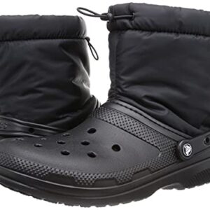 Crocs Unisex Classic Lined Neo Puff Fuzzy Winter Boots Snow Black, Numeric_7 US Women