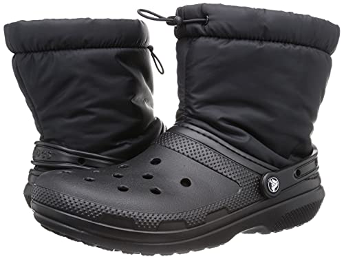 Crocs Unisex Classic Lined Neo Puff Fuzzy Winter Boots Snow Black, Numeric_7 US Women