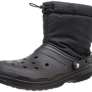 Crocs Unisex Classic Lined Neo Puff Fuzzy Winter Boots Snow Black, Numeric_7 US Women