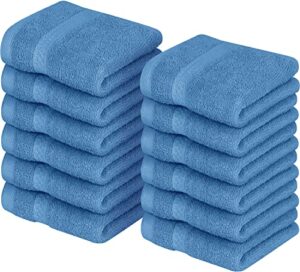 utopia towels [12 pack premium wash cloths set towel (12x12 inches) 100% cotton ring spun, highly absorbent and soft feel essential washcloths for bathroom, spa, gym, and face towel (electric blue)