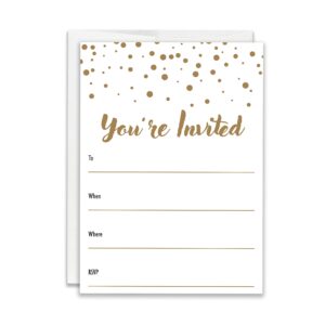 shimmering gold dot party invitations - pack of 48