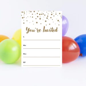 Shimmering Gold Dot Party Invitations - Pack of 48