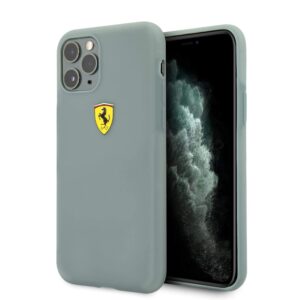 ferrari phone case for iphone 11 pro in green on track, silicone smooth & anti-scratch protective case with easy snap-on, shock absorption & signature logo