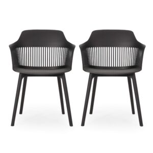 christopher knight home polypropylene ladonna outdoor dining chair (set of 2), black