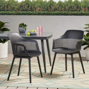 Christopher Knight Home Polypropylene Ladonna Outdoor Dining Chair (Set of 2), Black