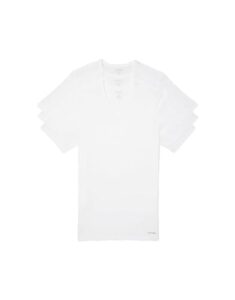 calvin klein underwear cotton classics multipack short sleeve v-neck slim fit white md