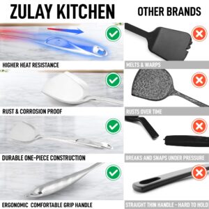 Zulay Kitchen Wok Spatula - Wok Utensils - Stainless Steel Metal Wok Spatula - Wok Accessories - Wok Tools for Cooking - Kitchen Wok Spatula - Metal Kitchen Accessories - 14.8” Wok Spatula