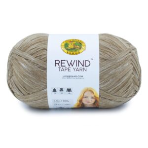 lion brand yarn rewind yarn, yarn for knitting and crocheting, craft tape yarn, 1-pack, willow