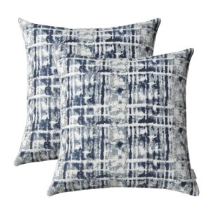 romandeco jacquard decorative throw pillow covers for couch set of 2, 18x18 inches, navy blue