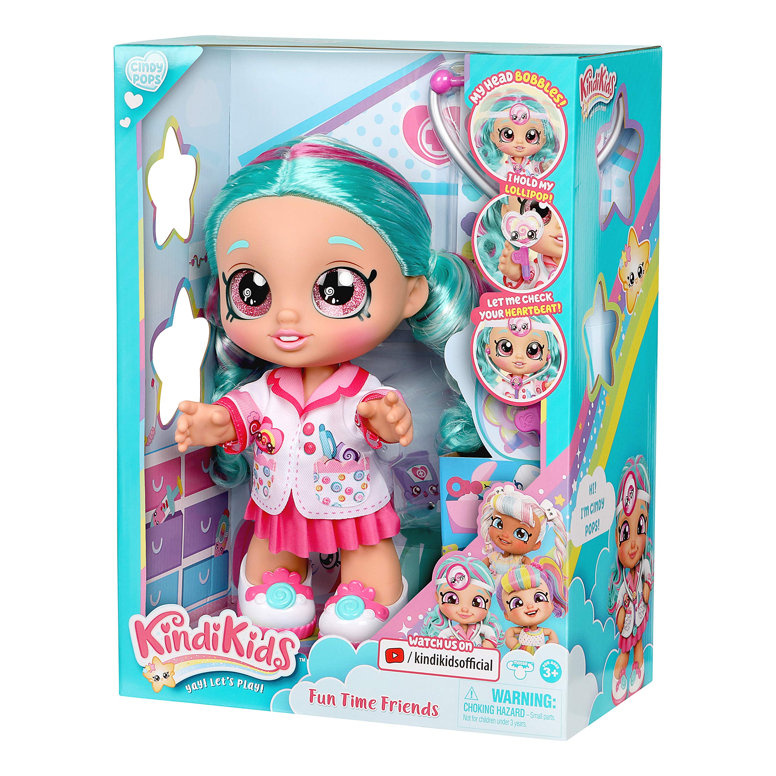 Kindi Kids Fun Time 10 Inch Doll, Dr Cindy Pops with Stethoscope and Shopkins Inspired Lollipop| Changeable Clothes and Removable Shoes | for Ages 3+